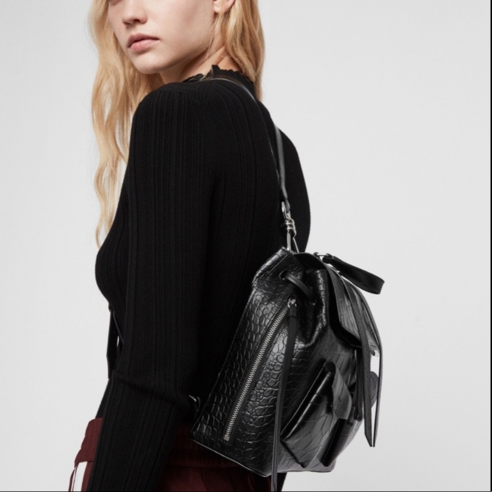 All Saints Bag Polly Backpack In Black Crocodile Leat… - Gem